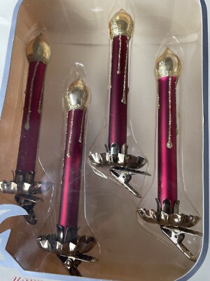 Christmas Decor Set Of 8 Vintage 5” Glass Candle Christmas Tree Clips ...