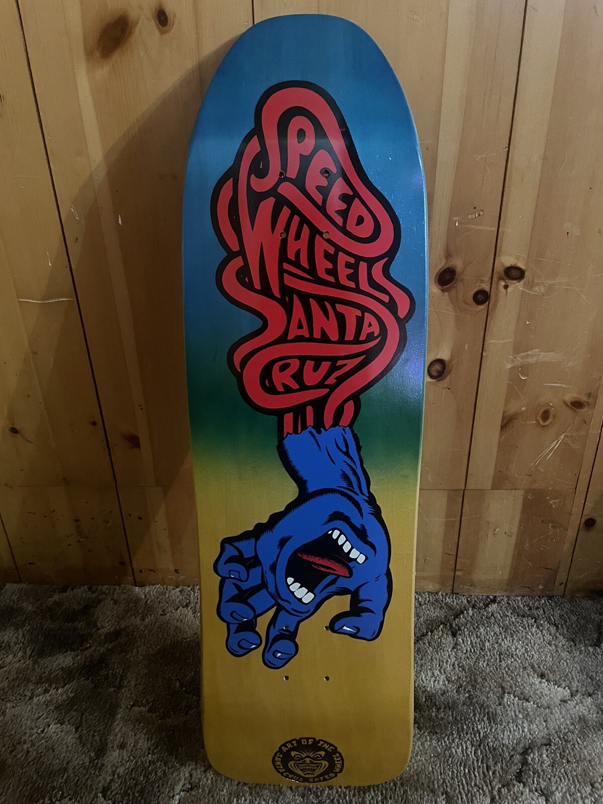 Santa Cruz Speed Wheels Skateboard Deck Blue Yellow Fade Out Of Shrink ...