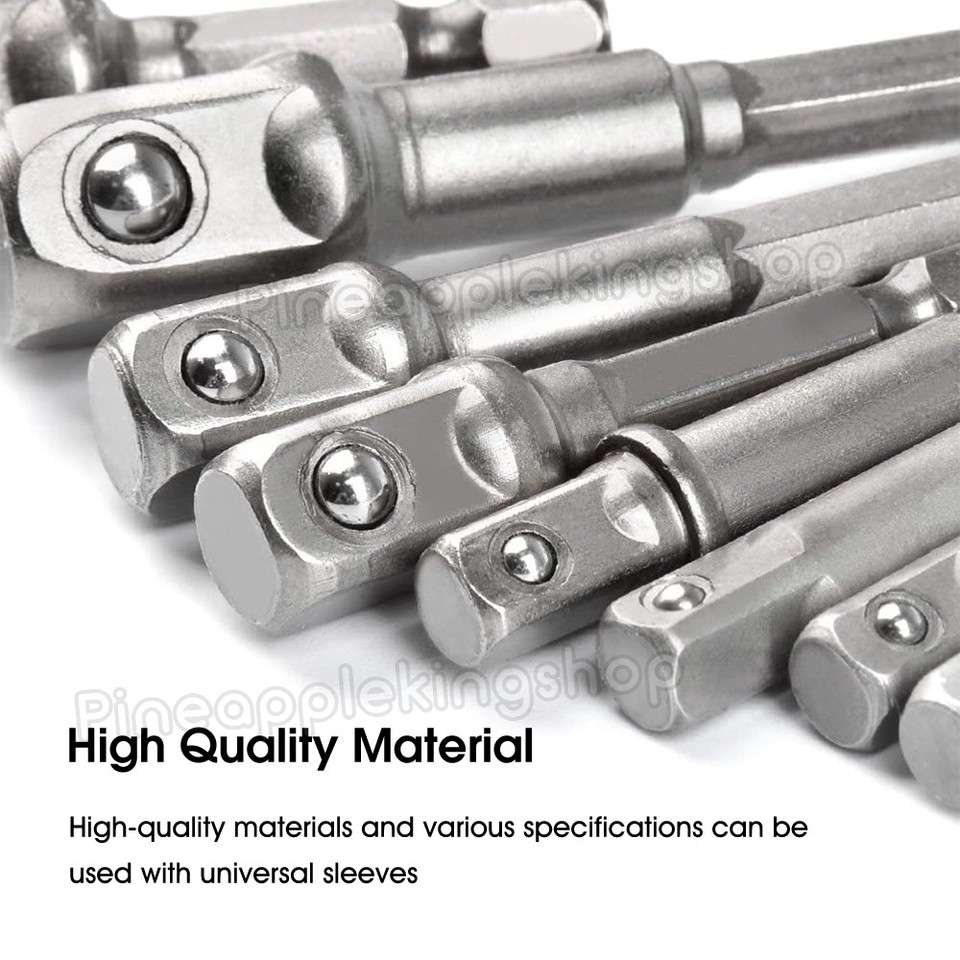 Drill Socket Adaptor Set Impact Nut Driver Hex Extension Bit 1/4" 3/8 ...