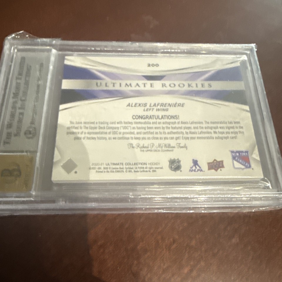 2020-21 UD Ultimate Collection Rookie Patch Auto #200 Alexis Lafreniere ...
