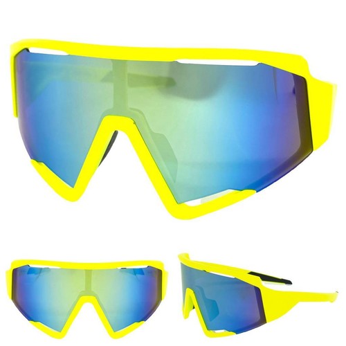 OVERSIZE Retro SPORTY WRAP AROUND Ski Shield SUN GLASSES Large Huge ...
