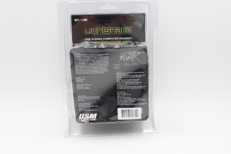 lightsnake usb microphone/headphone combo - USB Stereo Computer Headset ...