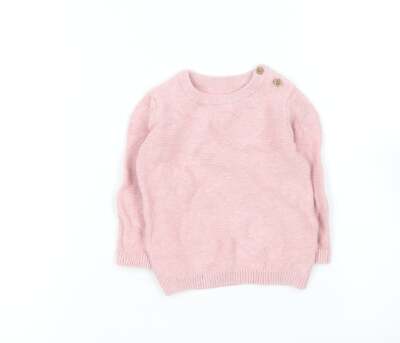 Marks and Spencer Girls Pink Cotton Blend Jumper Size 3-6 Months - Love ...