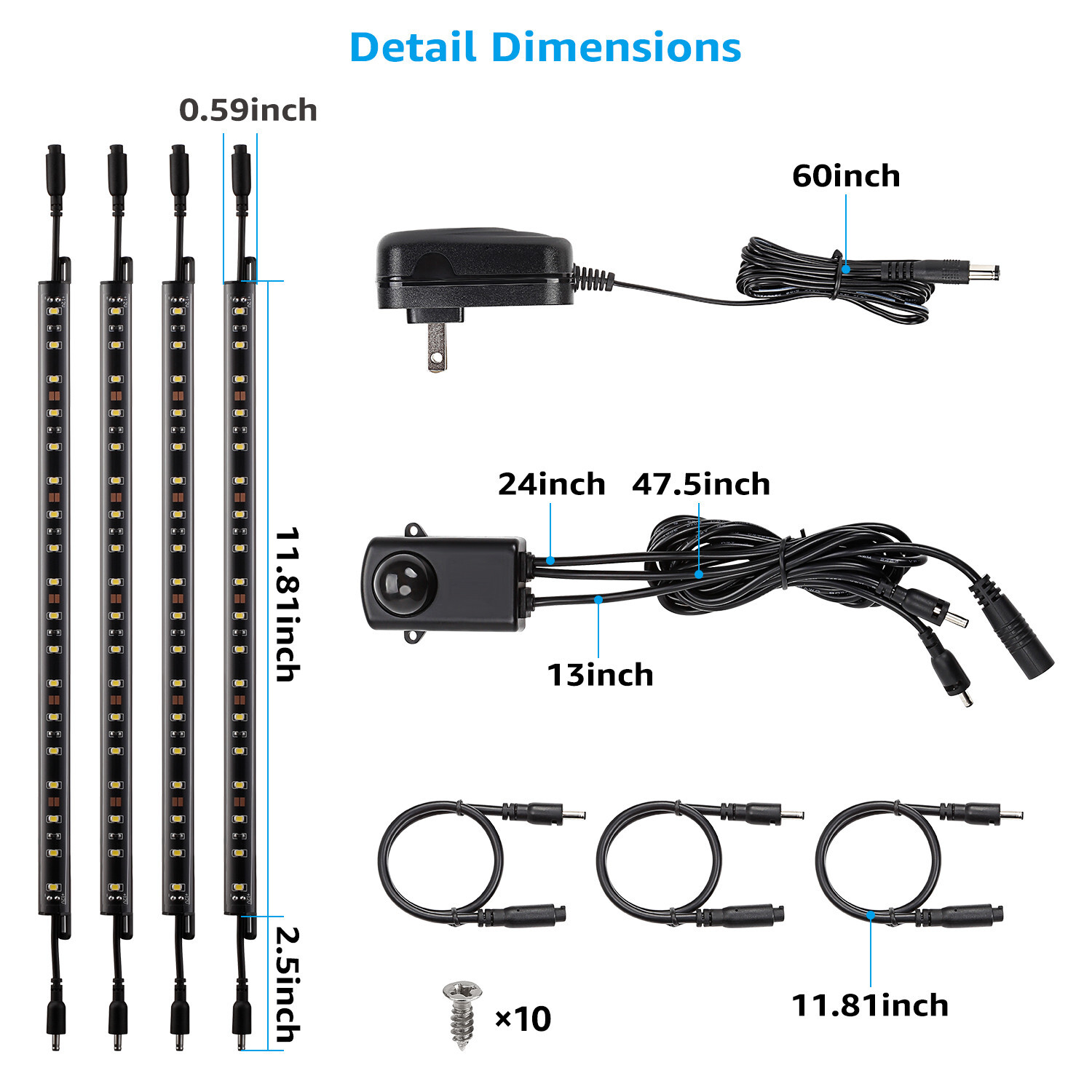 12 Inch Safe Lighting Kit, Motion Sensor, for Under Cabinet, 5000K ...