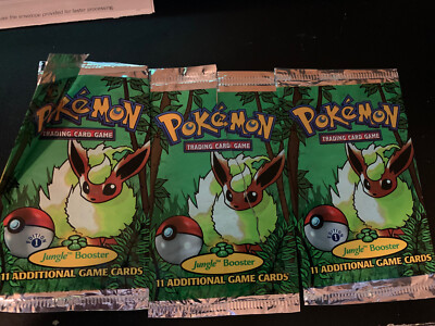 Pokemon Jungle Booster Pack Wrappers Only 3 Flareon 2 1st Edition ...