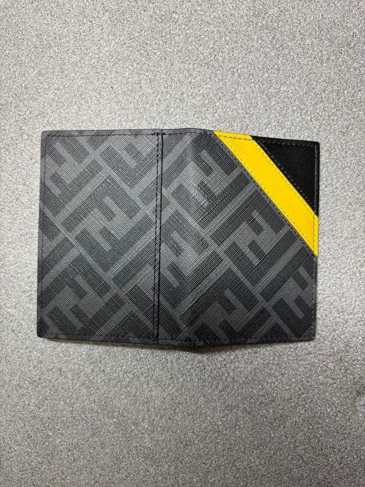 Fendi Diagonal Card Holder Gray Fabric Business Card Case Used | eBay