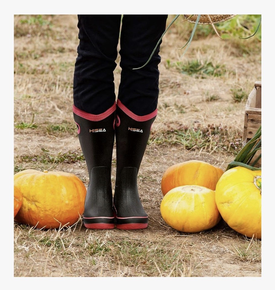 Hisea Women’s Rain Mud Boots Mid Calf Black & Pink Size 6 New | eBay