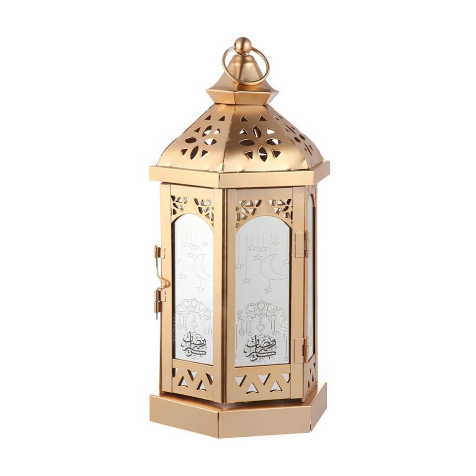 Eid Storm Lamp Moon and Stars Pattern Iron Ramadan Lantern Portable ...