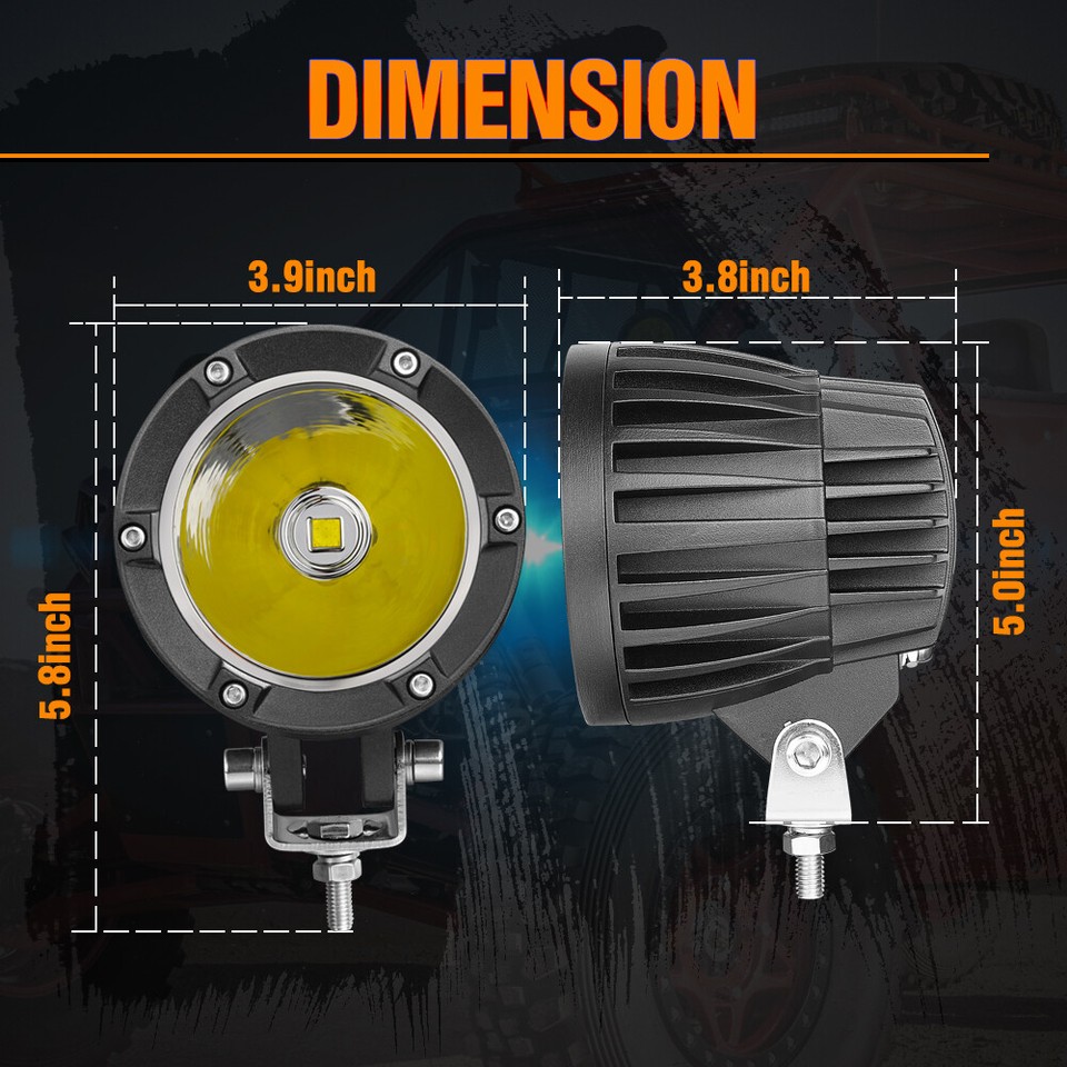 2X 4" 80W Round LED OffRoad Driving Spot Lights Work Pods Headlights ...