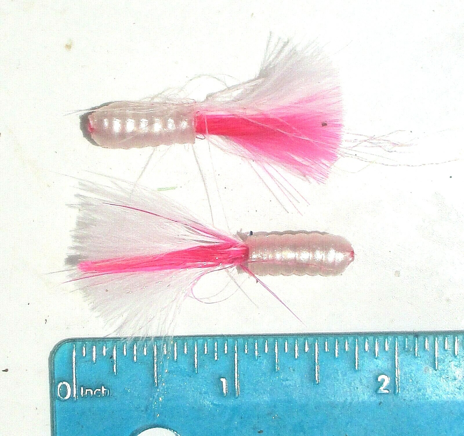 25ct PEARL WHITE & PINK 1.8" MARABOU TAIL GRUBS Crappie Fishing Jigs ...