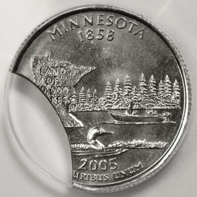 2005 D ANACS MS64 Large Clip Minnesota State Quarter Mint Error ...