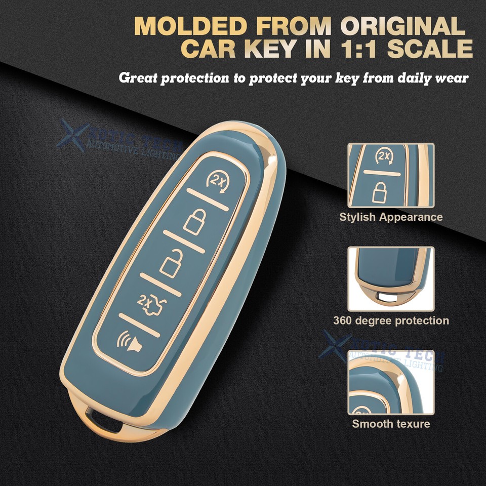 Full Cover Smart Key Fob Holder w/Keychain For Ford Explorer Expedition ...