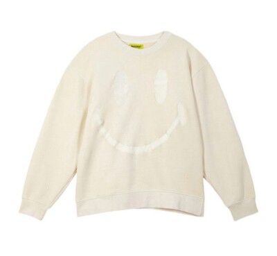 MARKET Studios Smiley Face Cream Embroidered Crewneck Pullover Size M ...