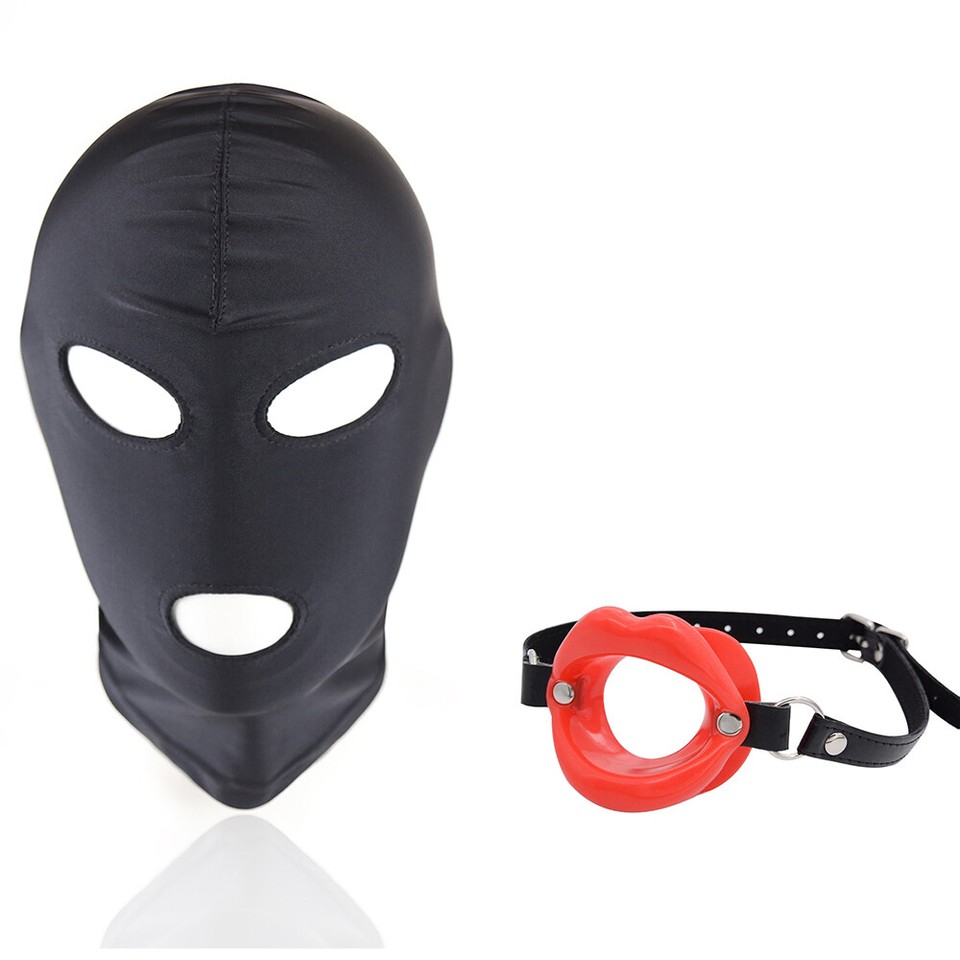 Open Mouth Hood Gimp Face Mask Head Cosplay Gimp Harness Open Mouth Gag ...