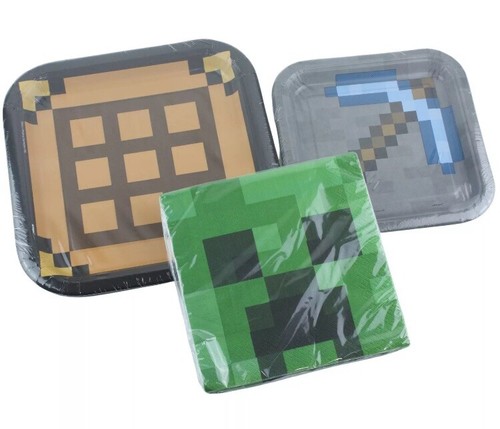 Minecraft Birthday Party Supplies 16 Plates and Napkins Creeper | eBay