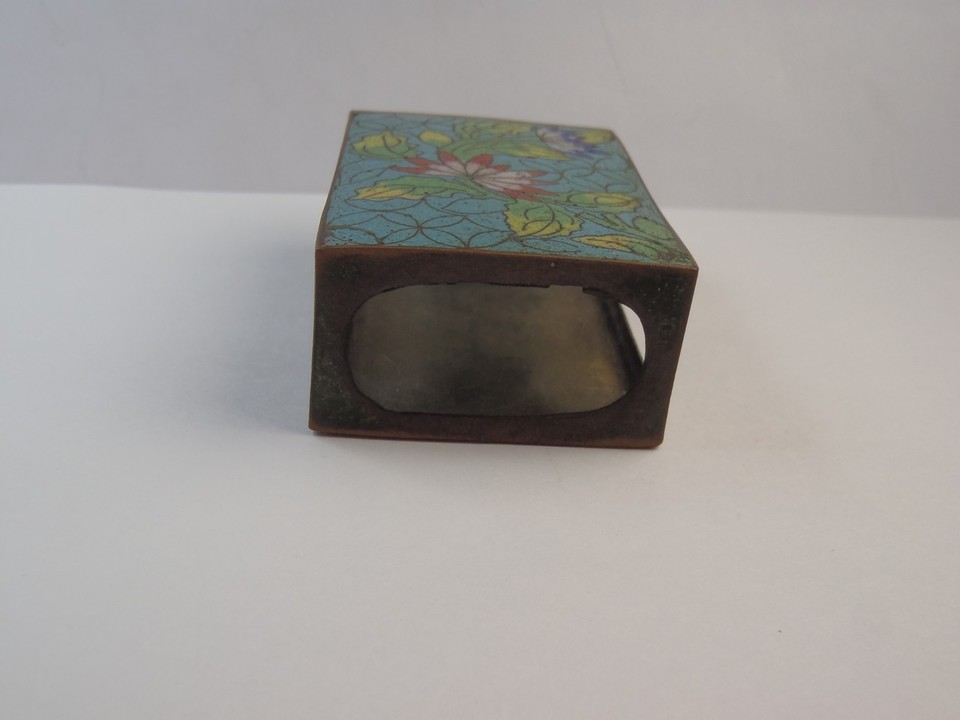 Antique Chinese Cloisonne Enamel Matchbox Case Holder Blue with Lotus ...