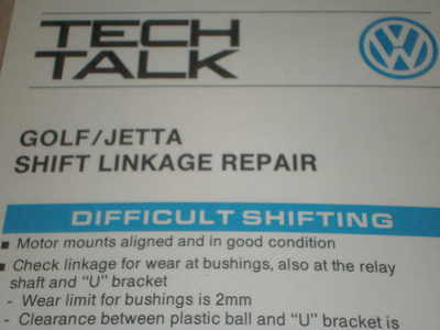 VW TECH TALK, GOLF & JETTA SHIFT LINKAGE REPAIR | eBay