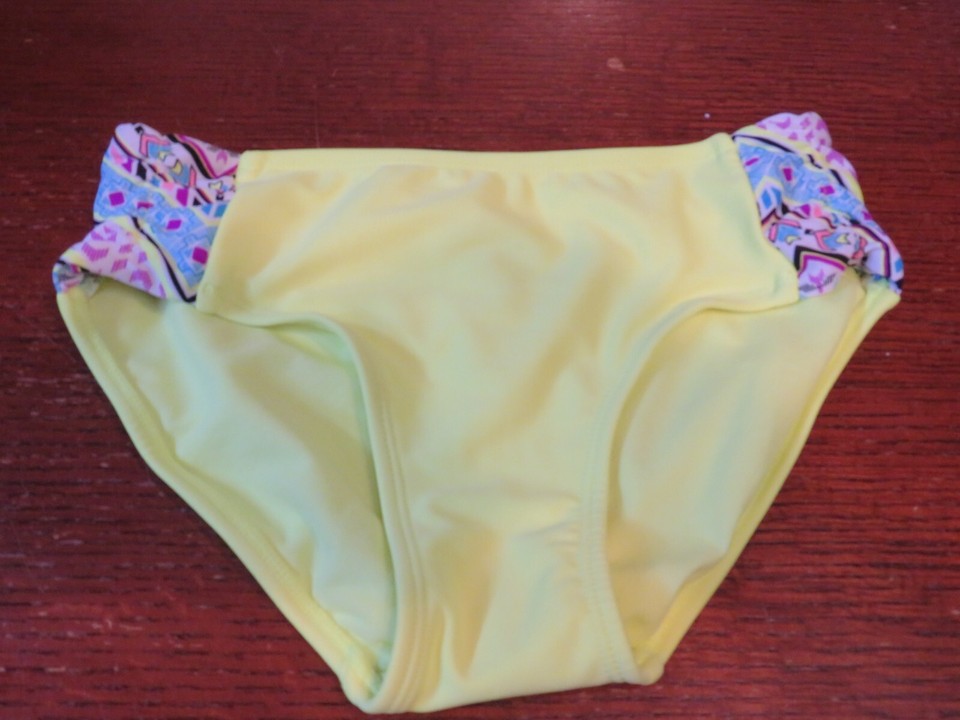 NEW Girls JUSTICE Neon Yellow Print Tankini Ruffled 2 Pc. Swimsuit Size ...