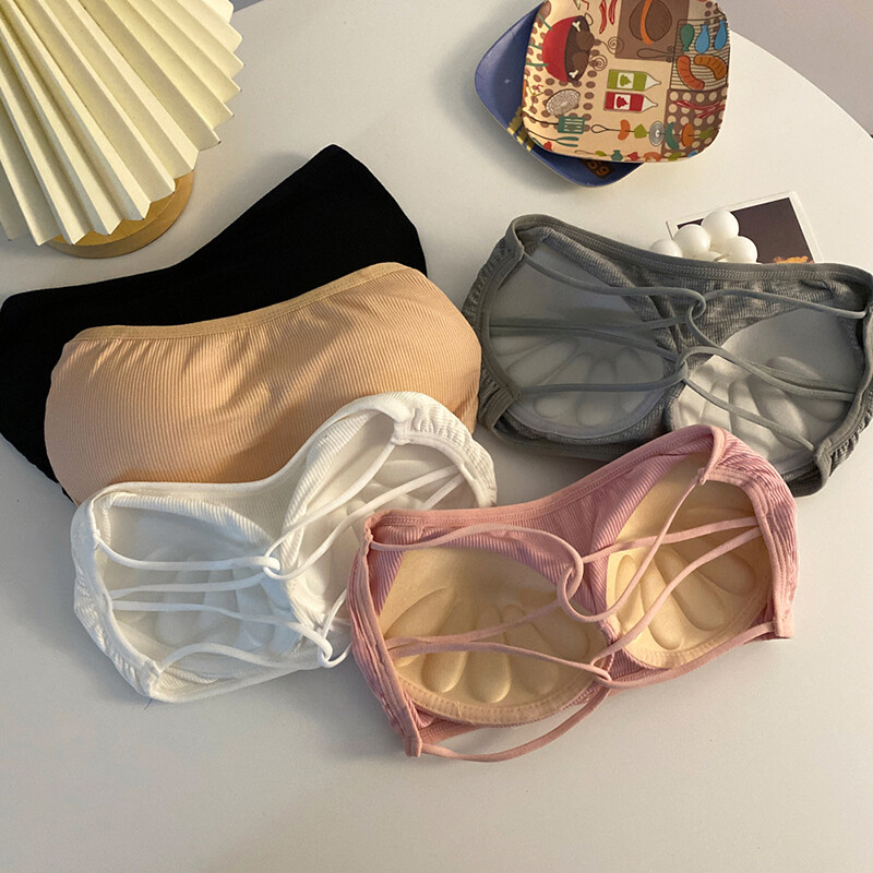 Summer Strapless Camisole With Chest Pad Women Sleeveless Backless Slim ...