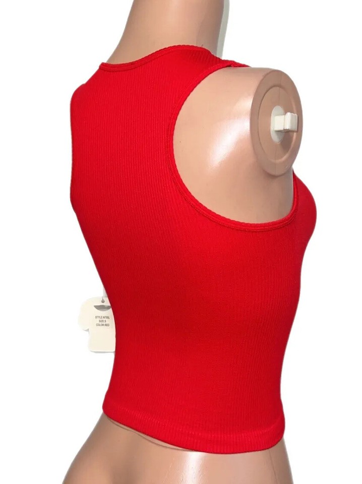 Hot Red Ribbed Slim Fit Seamless Top S/m L/Xl Devil Cami Crop Top New ...