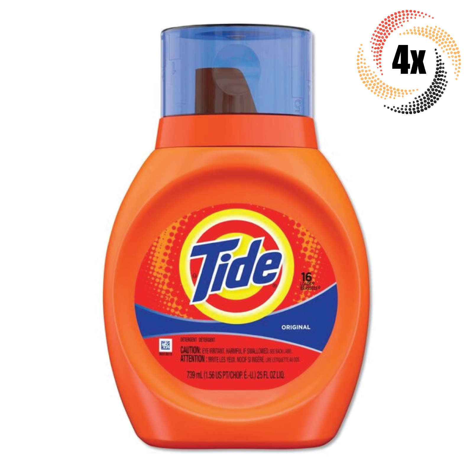 4x Bottles Tide Original Liquid Laundry Detergent | 25oz | 16 Loads Per ...