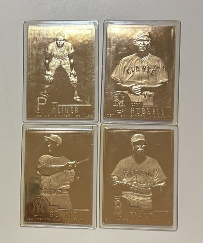 Danbury Mint 22K Gold Lot Of 4 Lou Gehrig #43, Hubbell, Oliver, Tiant ...