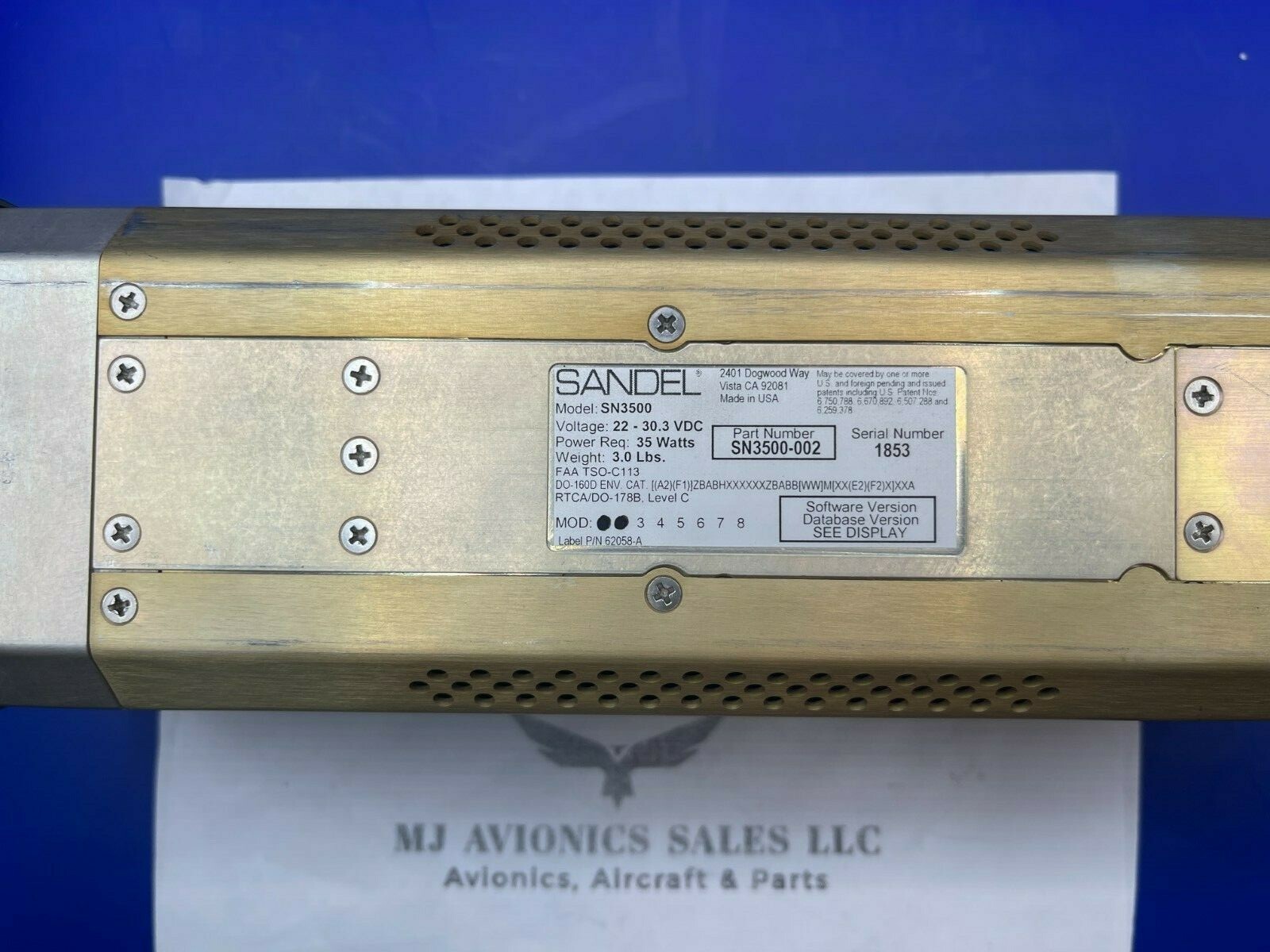 SANDEL SN3500 P/N 3500-002 Primary Navigation Display With LED-Backlit ...