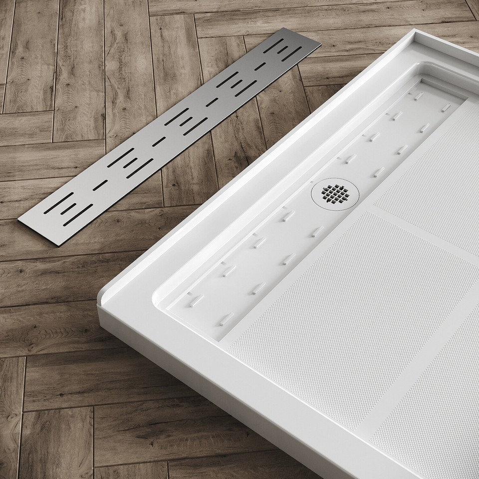 ELEGANT 48'' x 32'' x 4'' Rectangle Shower Base Pan Left Drain Single ...