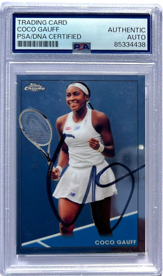 COCO GAUFF SIGNED 2021 TOPPS CHROME ROOKIE TENNIS CARD AUTO RC PSA/DNA ...