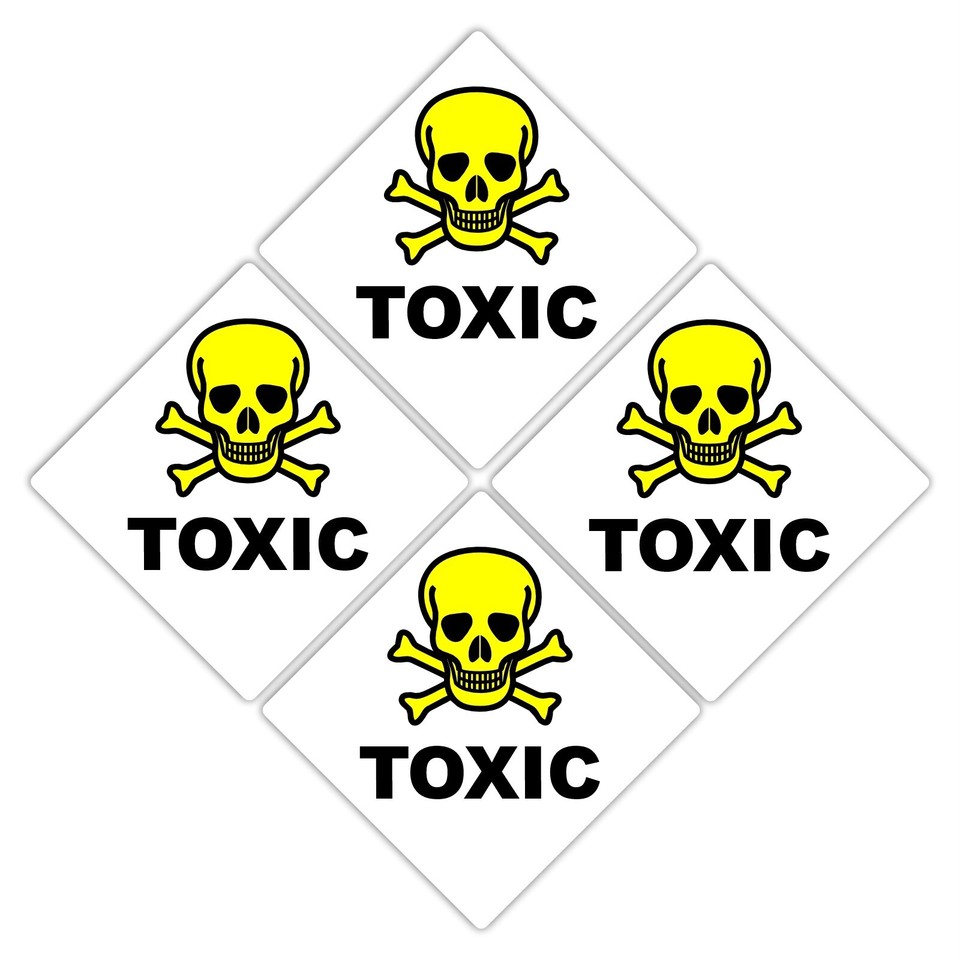 Toxic Health and Safety Adhesive Vinyl Stickers Warning Danger Symbol ...