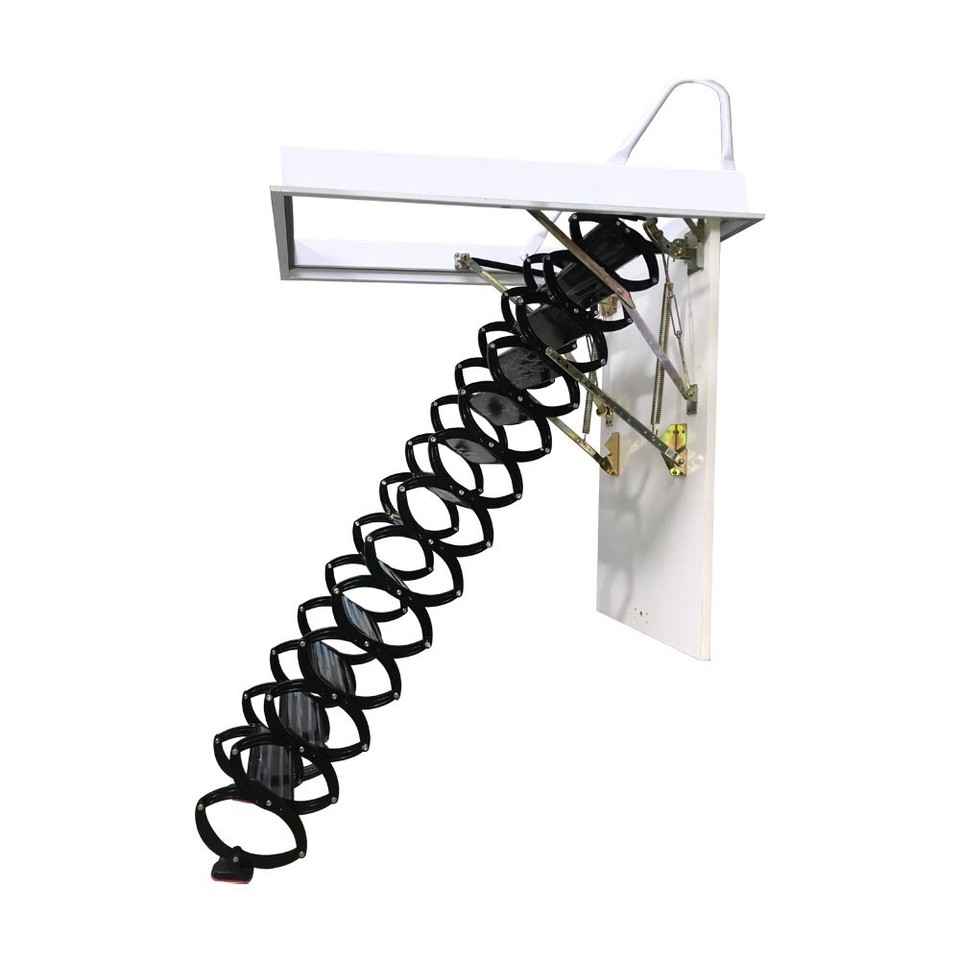 27.5x47.2in Hidden Telescopic Folding Ladder Black 10.5ft/13Steps ...