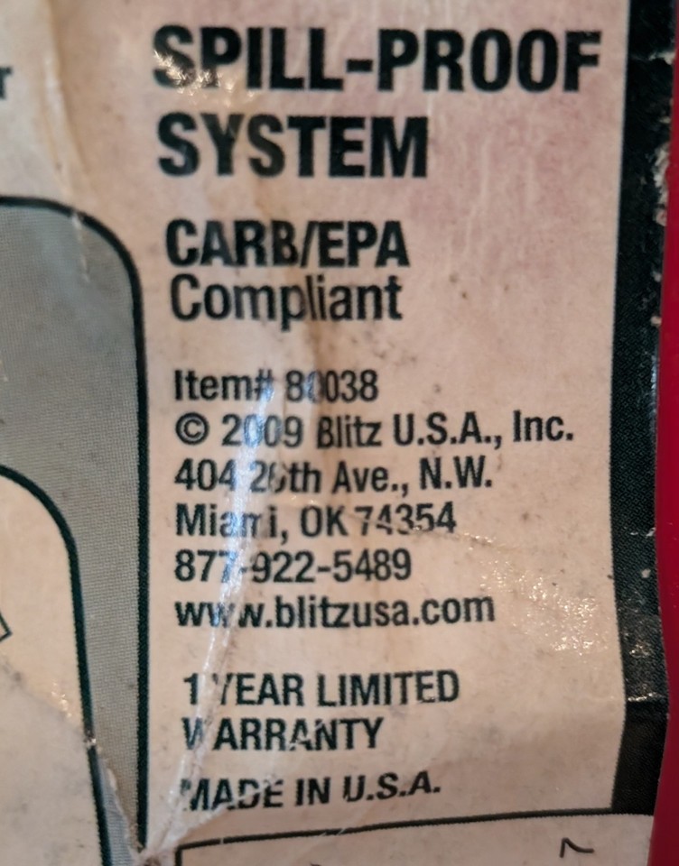 Vintage Blitz 5 Gallon 80038 Pre Ban Gas Can Two Handle Fast Pull N ...