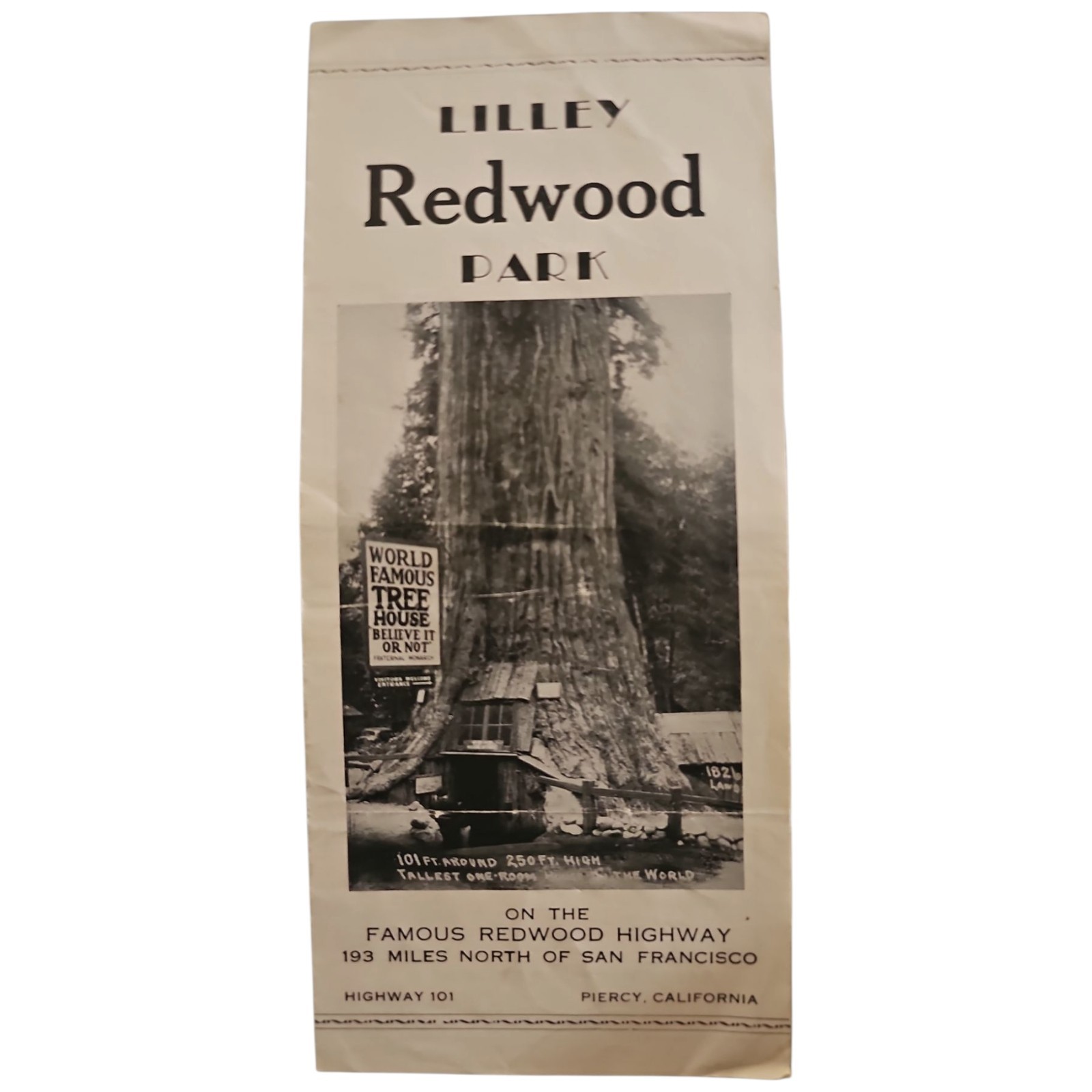 Lilley Redwood Park Brochure 1930's Piercy California Roadside Tourist ...