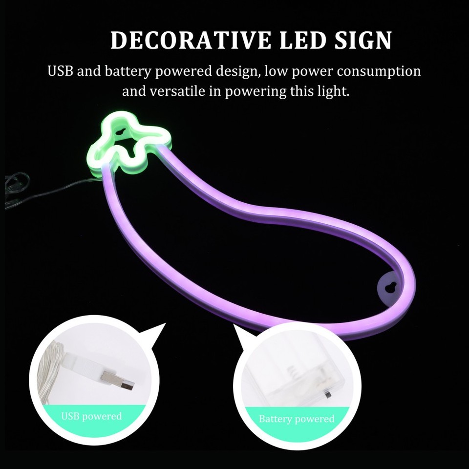 Eggplants Neon Sign Beer Bar Club Neon Lights LED Neon Night Light Wall ...
