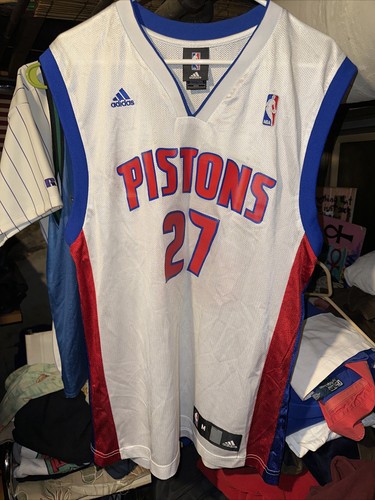 Adidas Detroit Pistons Jersey #27 Saadeh Mens Medium White NBA Authentics | eBay