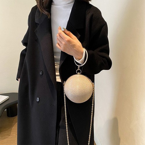 Circular Ring Portable Evening Bags Metal Round Ball Handbag Elegant ...