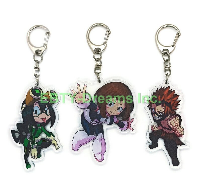 Set of 3 My Hero Academia Anime Acrylic Keychain Tsuyu Ochaco Kirishima ...