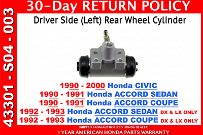 Genuine OEM Honda Driver Side Rear Brake Wheel Cylinder Left Civic ...