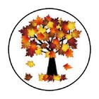 48 FALL TREE LEAVES AUTUMN ENVELOPE SEALS LABELS STICKERS 1.2" ROUND ...