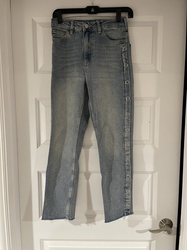 Topshop Moto Womens Snap Up Straight Leg Denim Jeans Size 25-26 | eBay