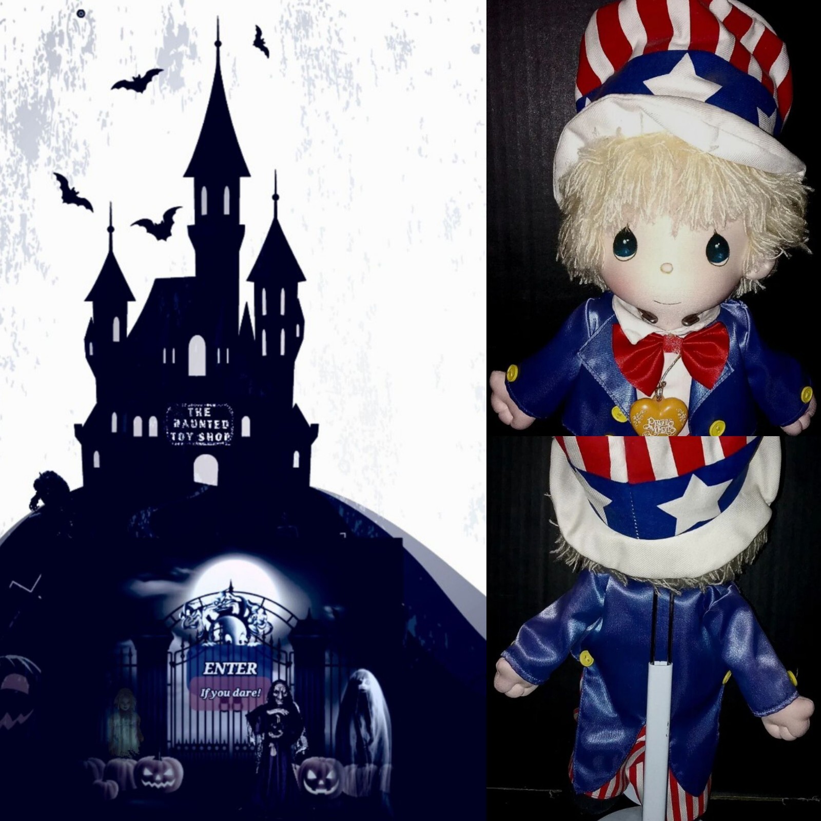 Vintage Precious Moments "Samuel J. Butcher" Uncle Sam Boy Fabric Doll ...
