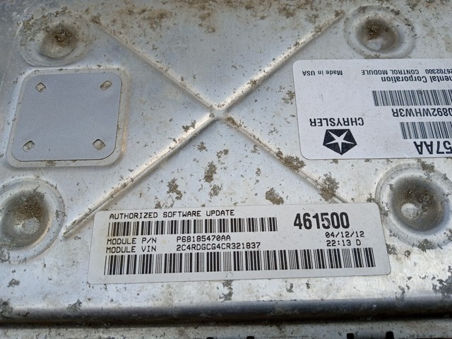 2012 Dodge Caravan 3.6 V6 Engine Computer ECM PCM | P68185470AA for ...