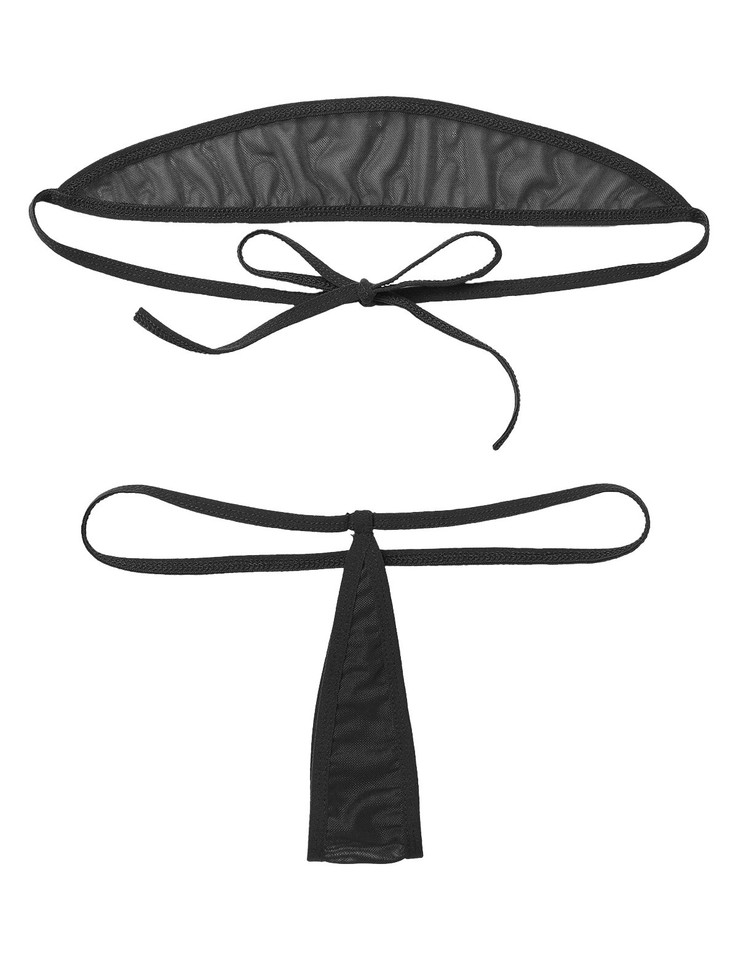 Women Sheer See Through Bikini Set Mini Tear Drop Thong Micro Mesh ...