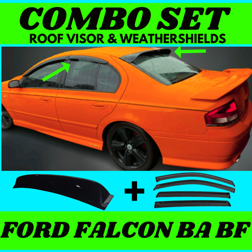 COMBO For BA BF Ford Falcon (02-08) Rear Roof Visor & Weathershield ...