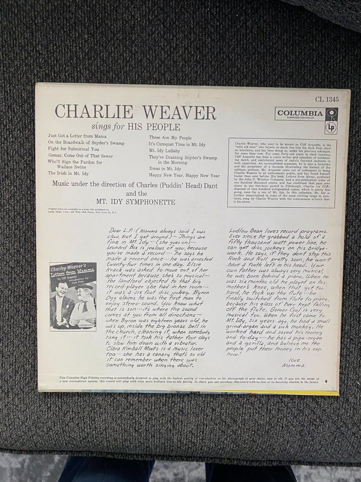 Charlie Weaver "Sings For His People" Vinyl album LP 1959 | eBay