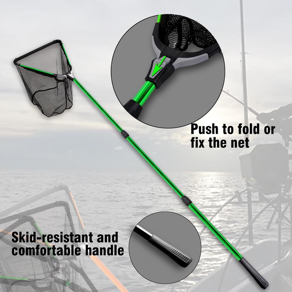 Folding Aluminum Fishing Landing Net Fish Net with Extending ...