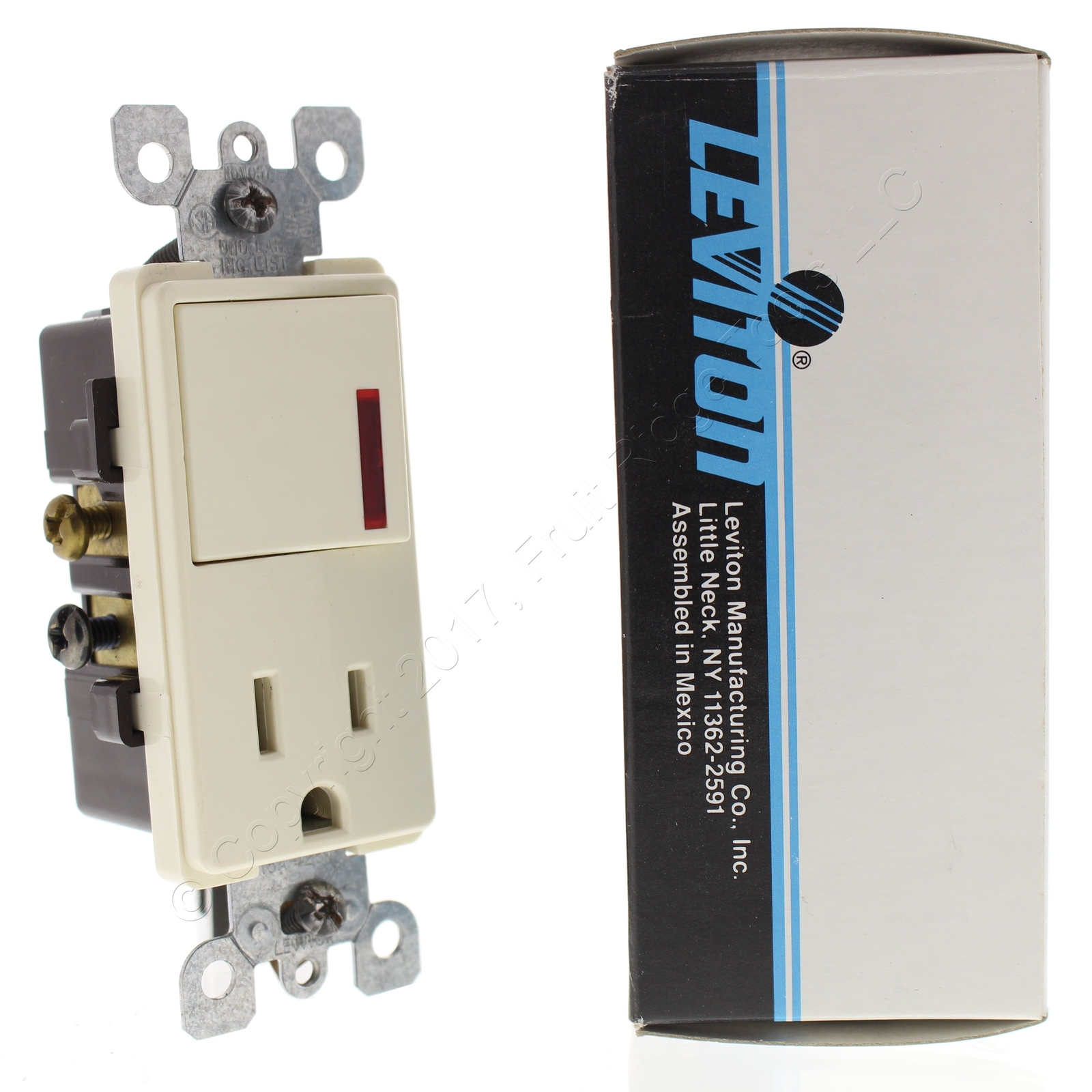 Leviton Almond Decora Pilot Light Switch 15a Receptacle Outlet 5648-a ...