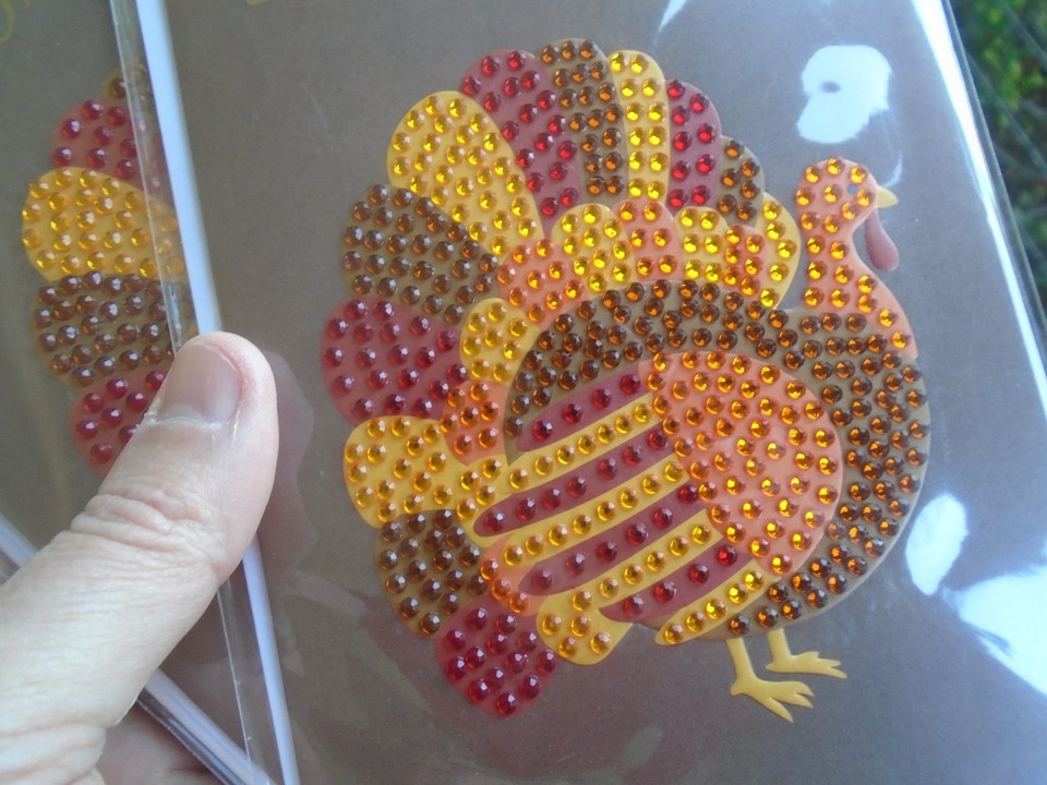 Two New PAPYRUS THANKSGIVING CARDS Bling Turkey Day Art Bedazzled ...