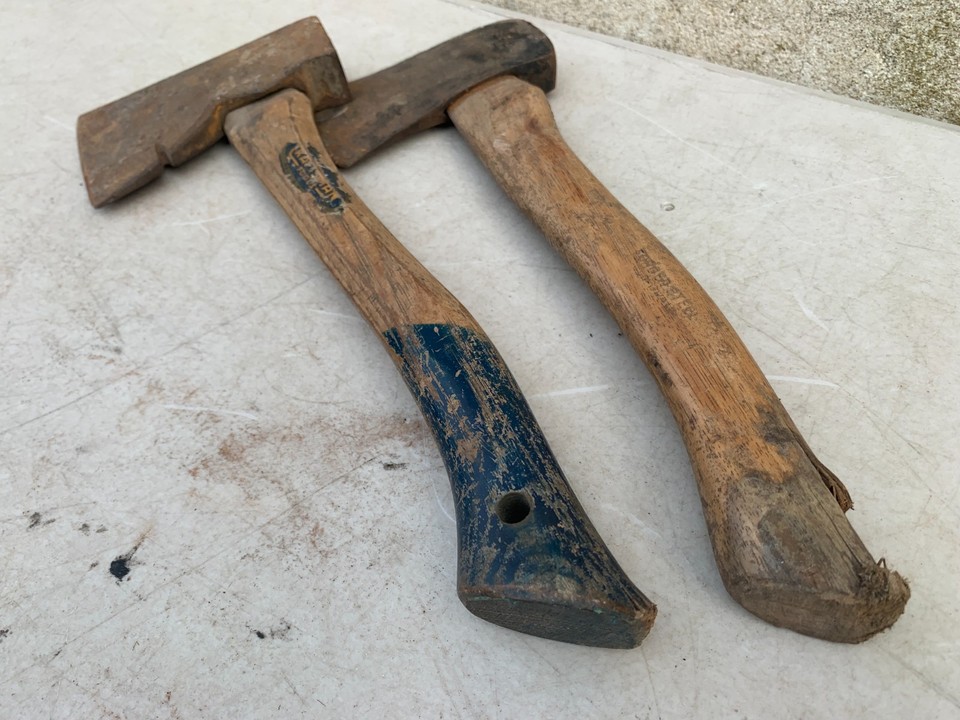 Two Sears & Craftsman Axe Hatchet 14" W/ Nail Puller Wood Handle Steal ...