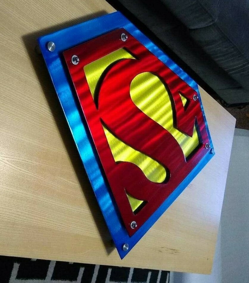 Metal wall decor Superman plasma cut sign 36" indoor outdoor deck patio ...